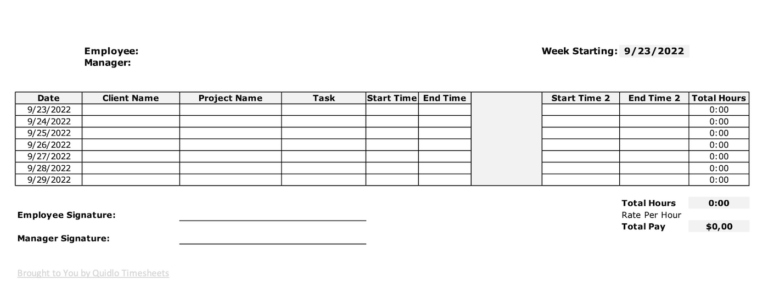 5 Excel Time Tracking Spreadsheet Templates - Quidlo