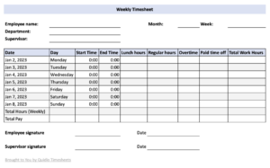 7 Free Timesheet Templates: Microsoft Excel, Google Sheets, PDF - Quidlo